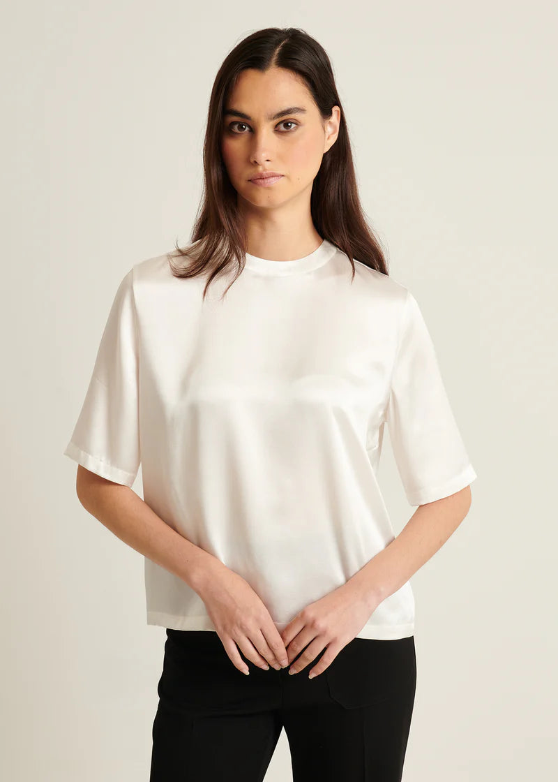 Patrick Assaraf SS silk Satin Relaxed T-Shirt – Optionsforher