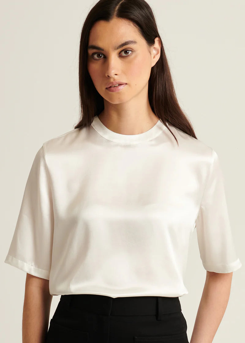 Patrick Assaraf SS silk Satin Relaxed T-Shirt – Optionsforher